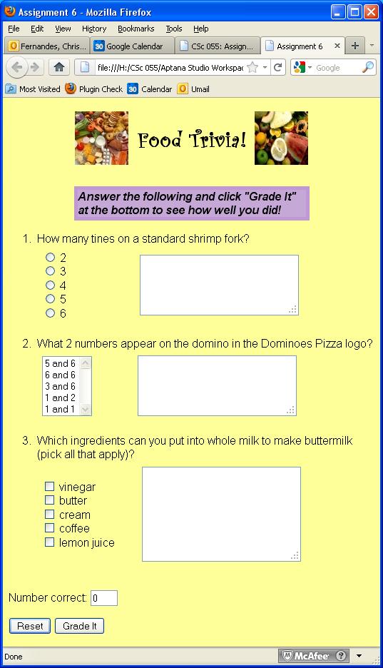 CSc 055: Assignment 6