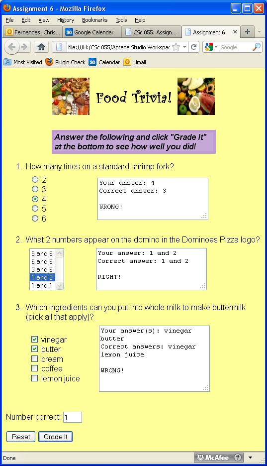 CSc 055: Assignment 6